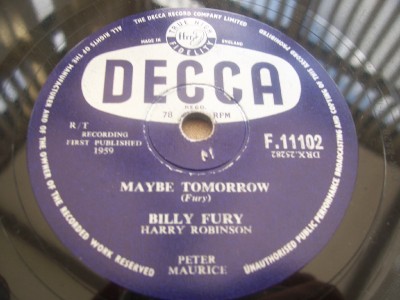 popsike.com - BILLY FURY MAYBE TOMORROW VERY RARE 78 RPM RECORD ...