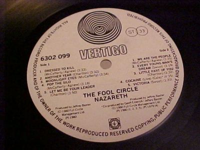 popsike.com - *NAZARETH* The Fool Circle *SWIRL LABEL* Vertigo LP ...