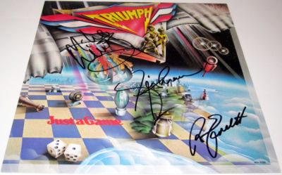 popsike.com - TRIUMPH Just A Game Vinyl LP Mike Gil Rik Emmett SIGNED ...
