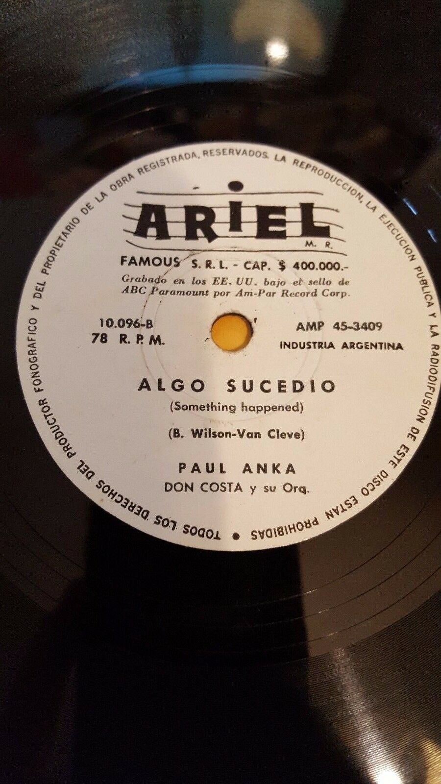 popsike.com - AMERICAN 78 rpm RECORD Ariel PAUL ANKA Mi pueblo natal ...