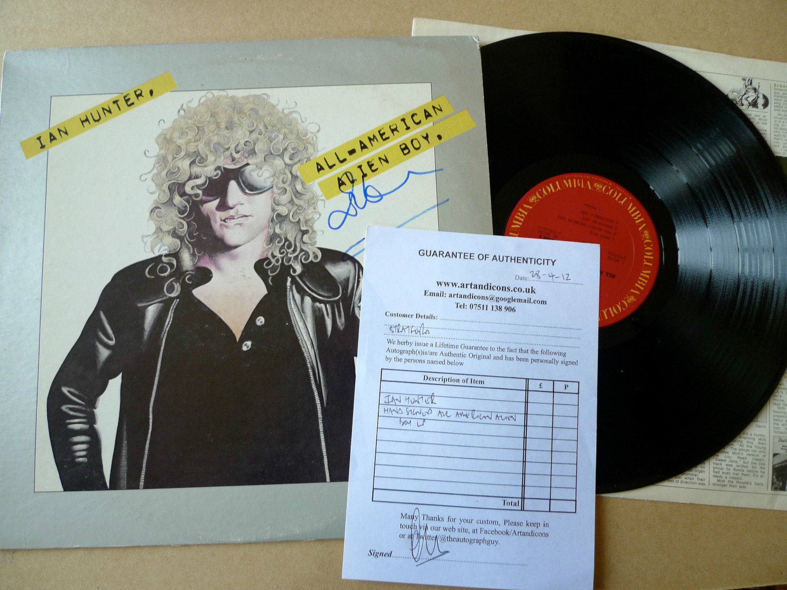 popsike.com - IAN HUNTER All American Alien Boy LP C 34142 SIGNED WITH ...