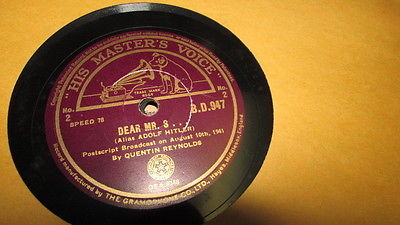 popsike.com - QUENTIN REYNOLDS HMV 78 RPM RECORD 947 DEAR MR. S (ALIAS ...