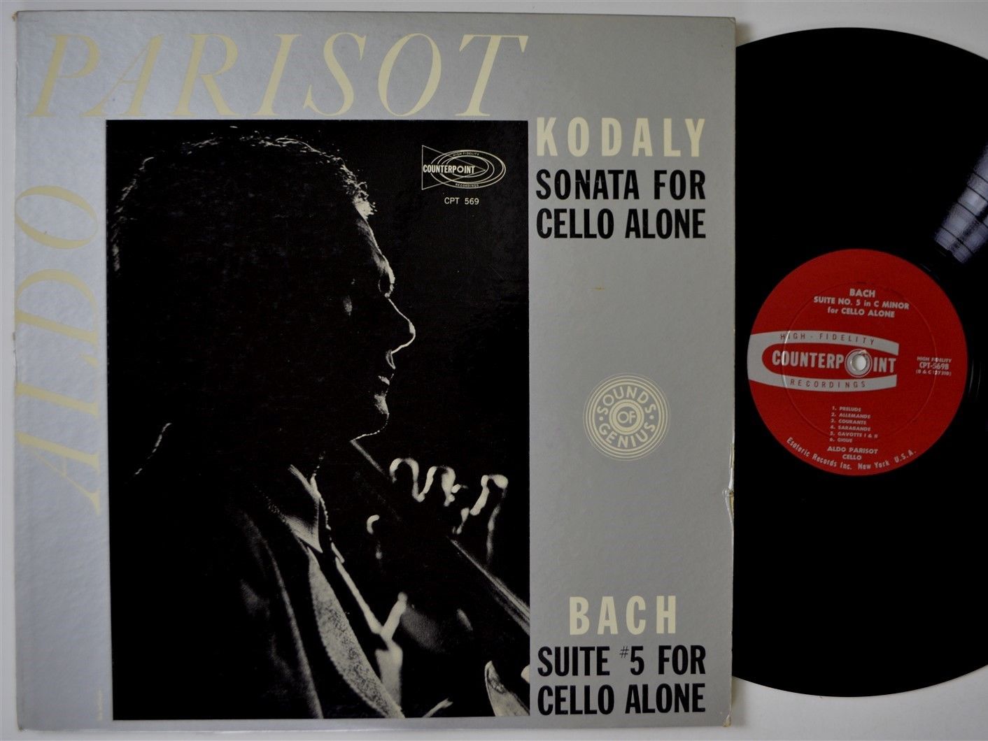 popsike.com - ALDO PARISOT Bach Kodaly Sonata For Cello COUNTERPOINT CPT-569 LP NM - auction details
