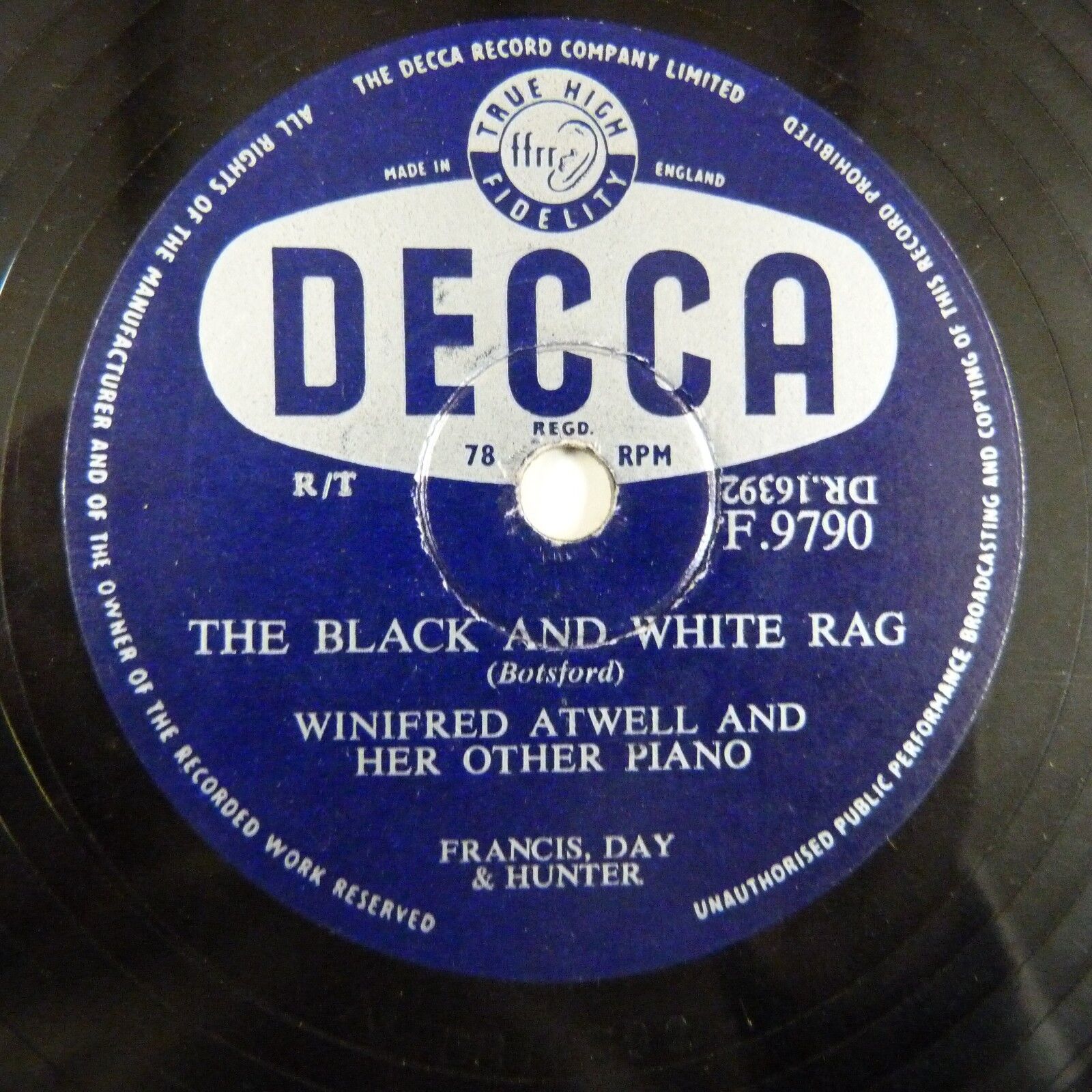 popsike.com - 78rpm WINIFRED ATWELL the black and white rag / cross ...