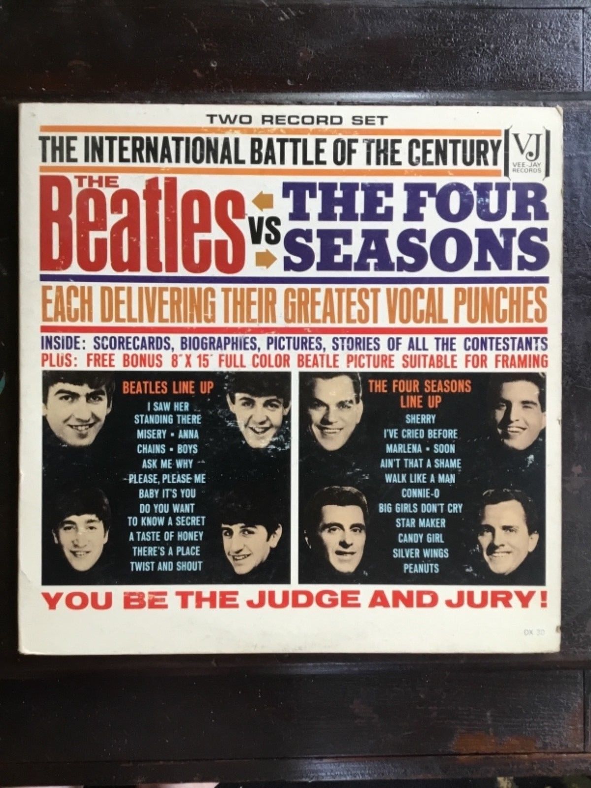 popsike.com - RARE BEATLES vs FOUR SEASONS Mono LP Original Vee-Jay DX 30 with Orig POSTER ...