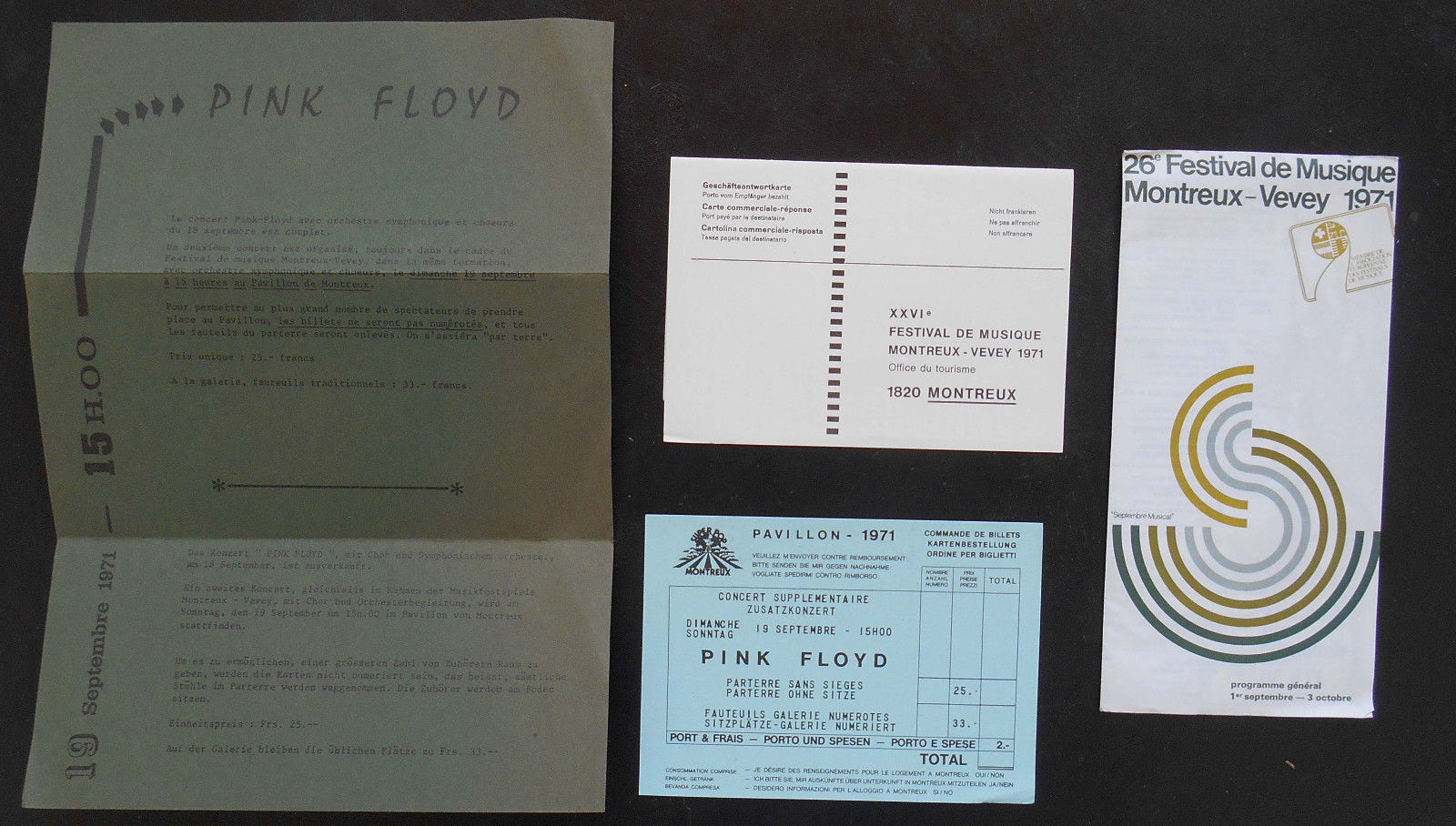 popsike.com - PINK FLOYD Order form for ticket for their second gig in ...