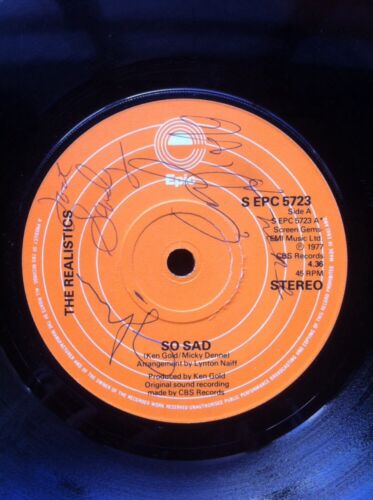 popsike.com - The Realistics - So Sad 7" Vinyl Autographed By The Band ...