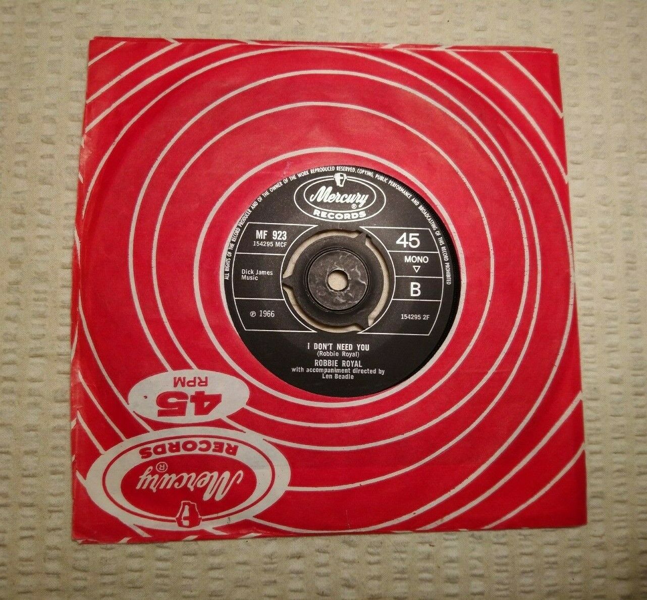 popsike.com - ROBBIE ROYAL "Only Me / I Don't Need You" MERCURY MF 923 ...