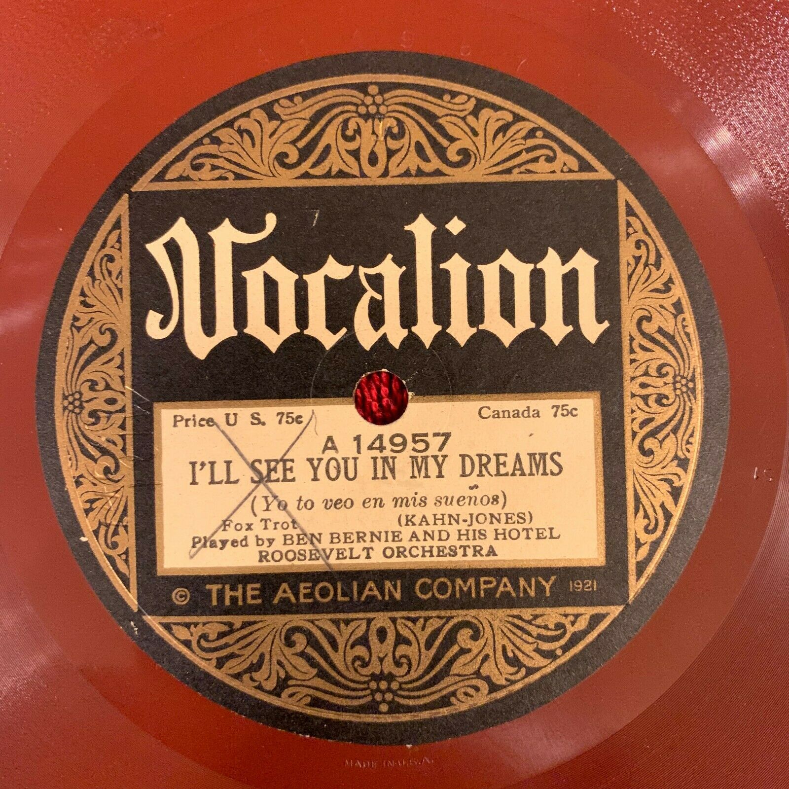 popsike.com - VOCALION 14957 (Red Wax) Ben Bernie and his Hotel ...