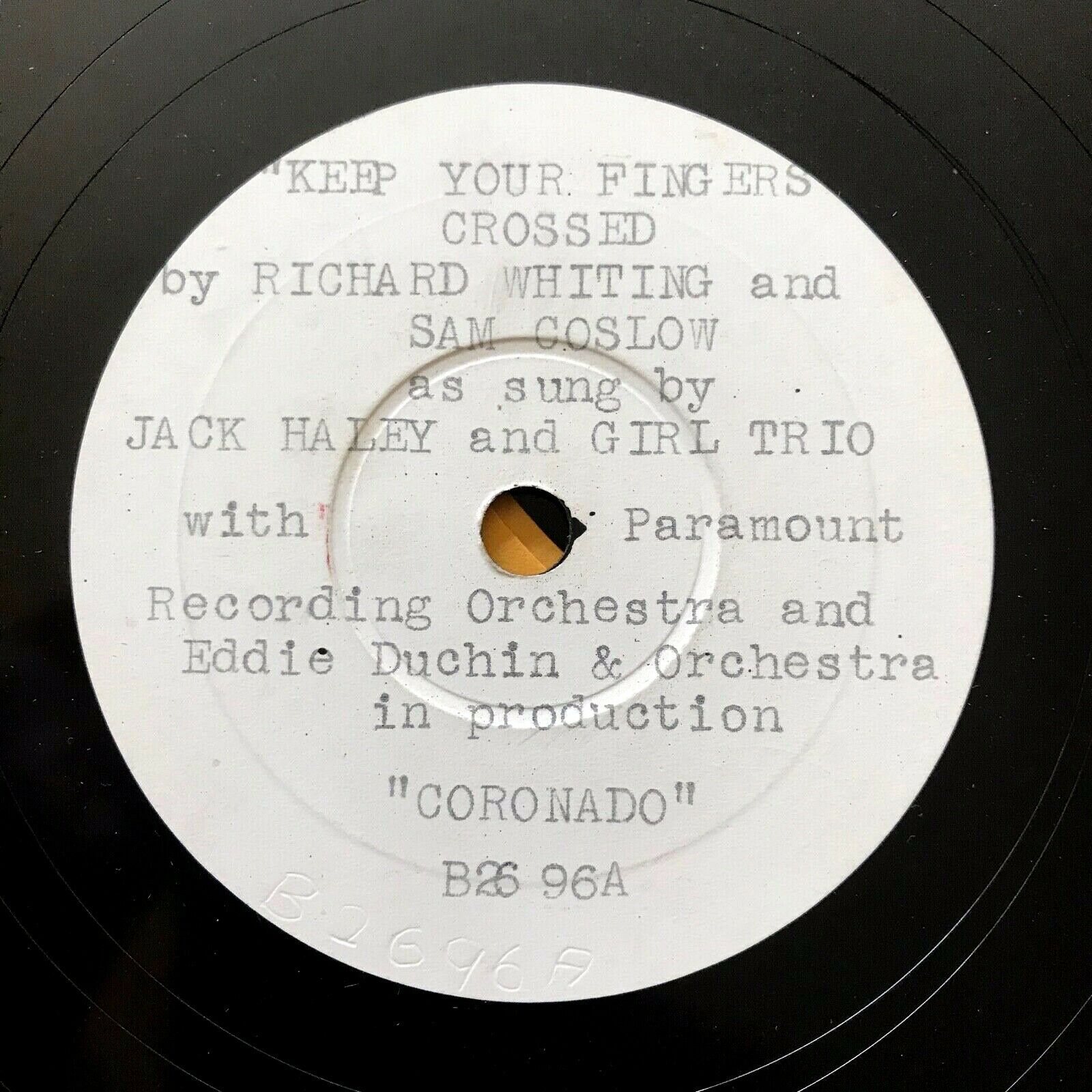popsike.com - JACK HALEY EDDIE DUCHIN Paramount Pictures studio 78 CORONADO 1935 78 E+ - auction ...