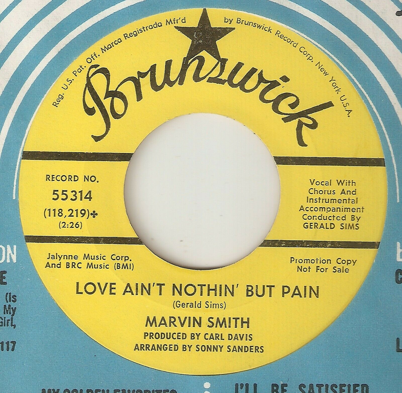 popsike.com - MARVIN SMITH Love Aint Nothin But Pain BRUNSWICK DJ ...