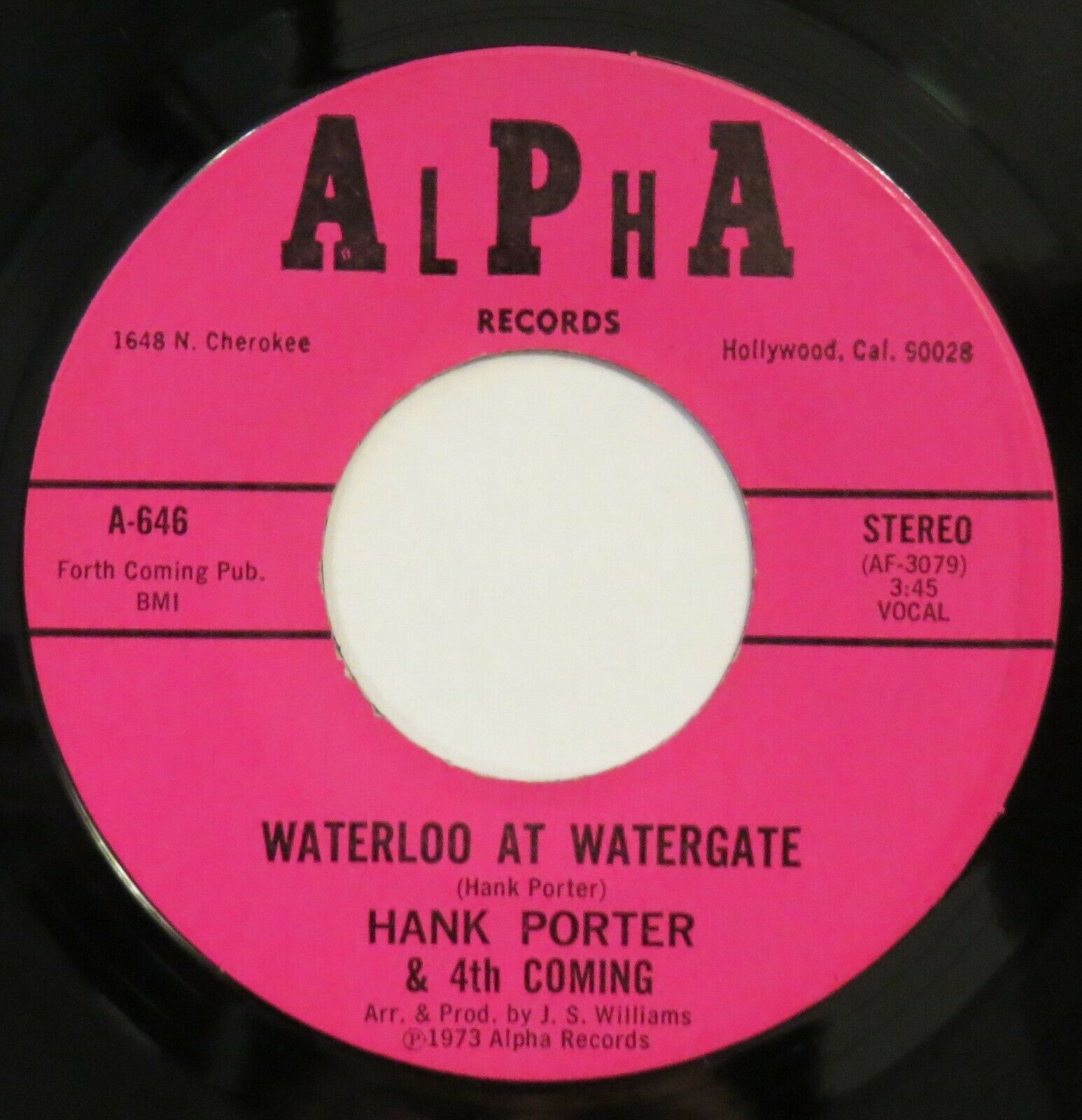 popsike.com - HANK PORTER & 4TH COMING Waterloo At Watergate ALPHA 45 ...