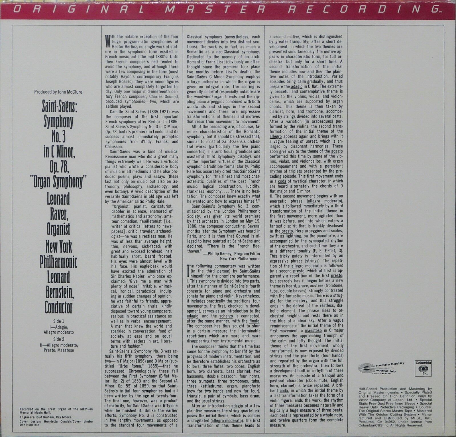 popsike.com - SAINT-SAËNS – ORGAN SYMPHONY No. 3/LEONARD BERNSTEIN ...