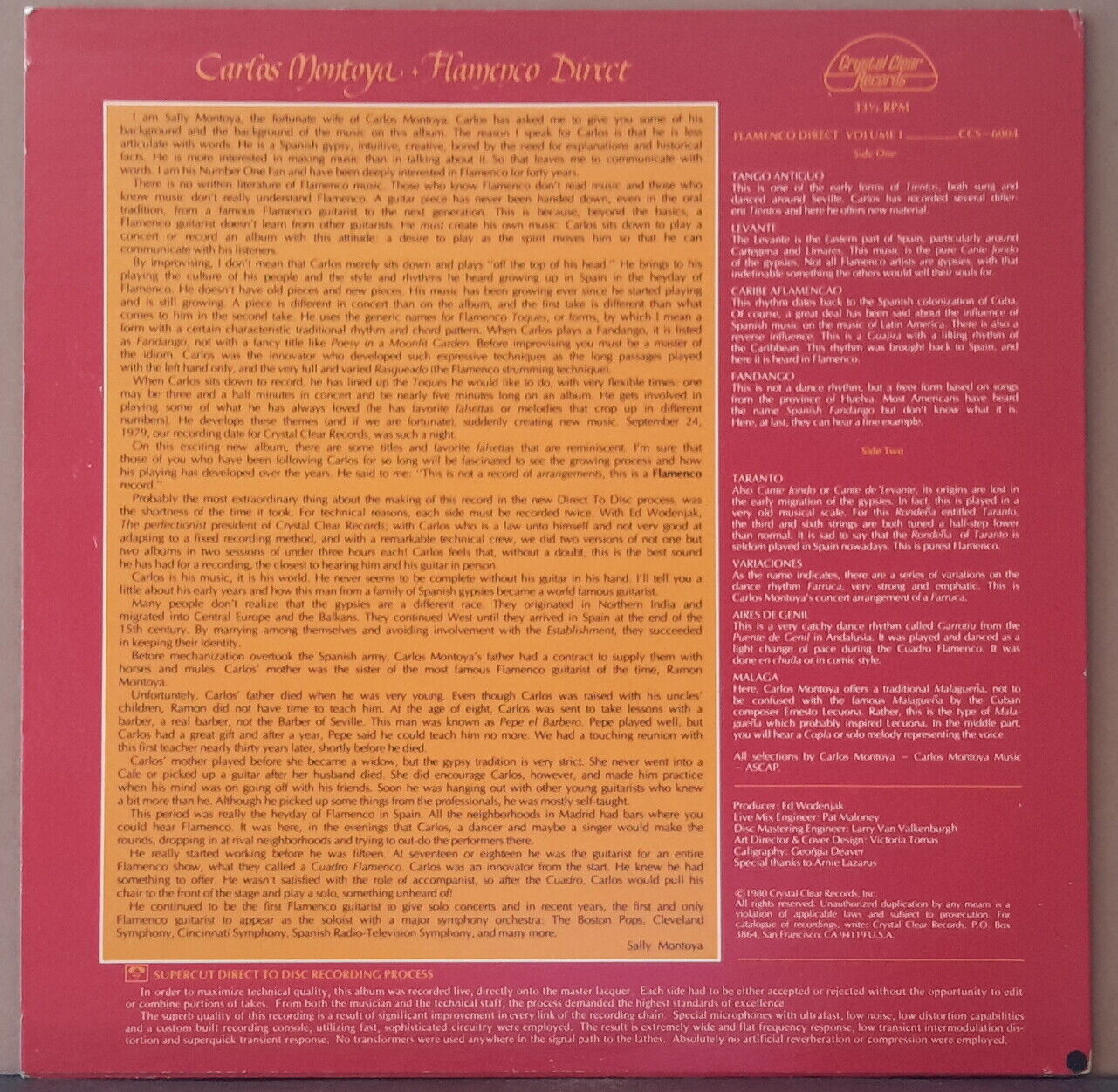 popsike.com - CRYSTAL CLEAR RECORDS CCS 6004 US ED MONTOYA - FLAMENCO ...