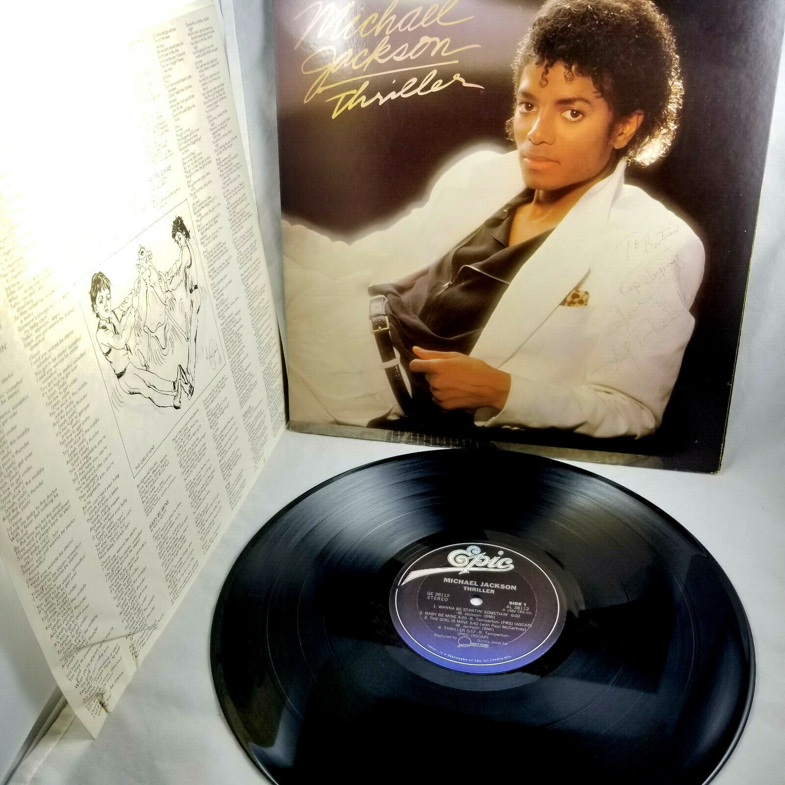 popsike.com - Michael Jackson Thriller Rare Promo Pressing LP Vinyl Record QE-38112 1982 ...