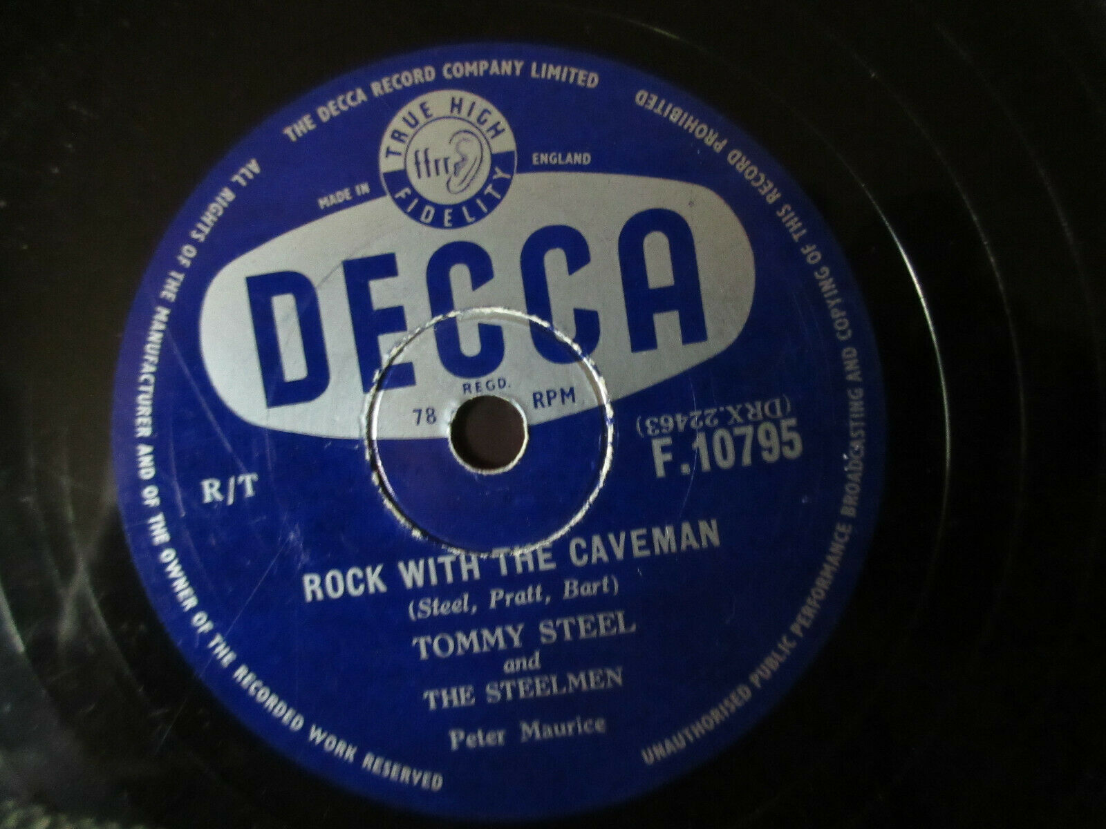 popsike.com - TOMMY STEELE 78 RPM ROCK WITH THE CAVEMAN/ROCK AROUND THE TOWN(DECCA F 10795 ...