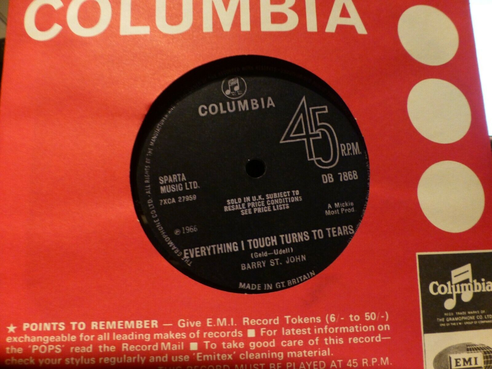 popsike.com - Repro Barry St John Everything I touch turns to tears 7 ...