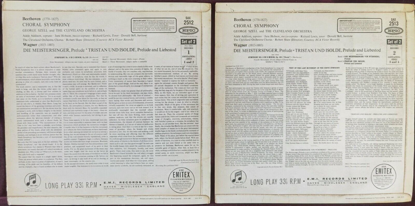popsike.com - Szell Beethoven Symphony No. 9 Columbia SAX 2512 2513 ...