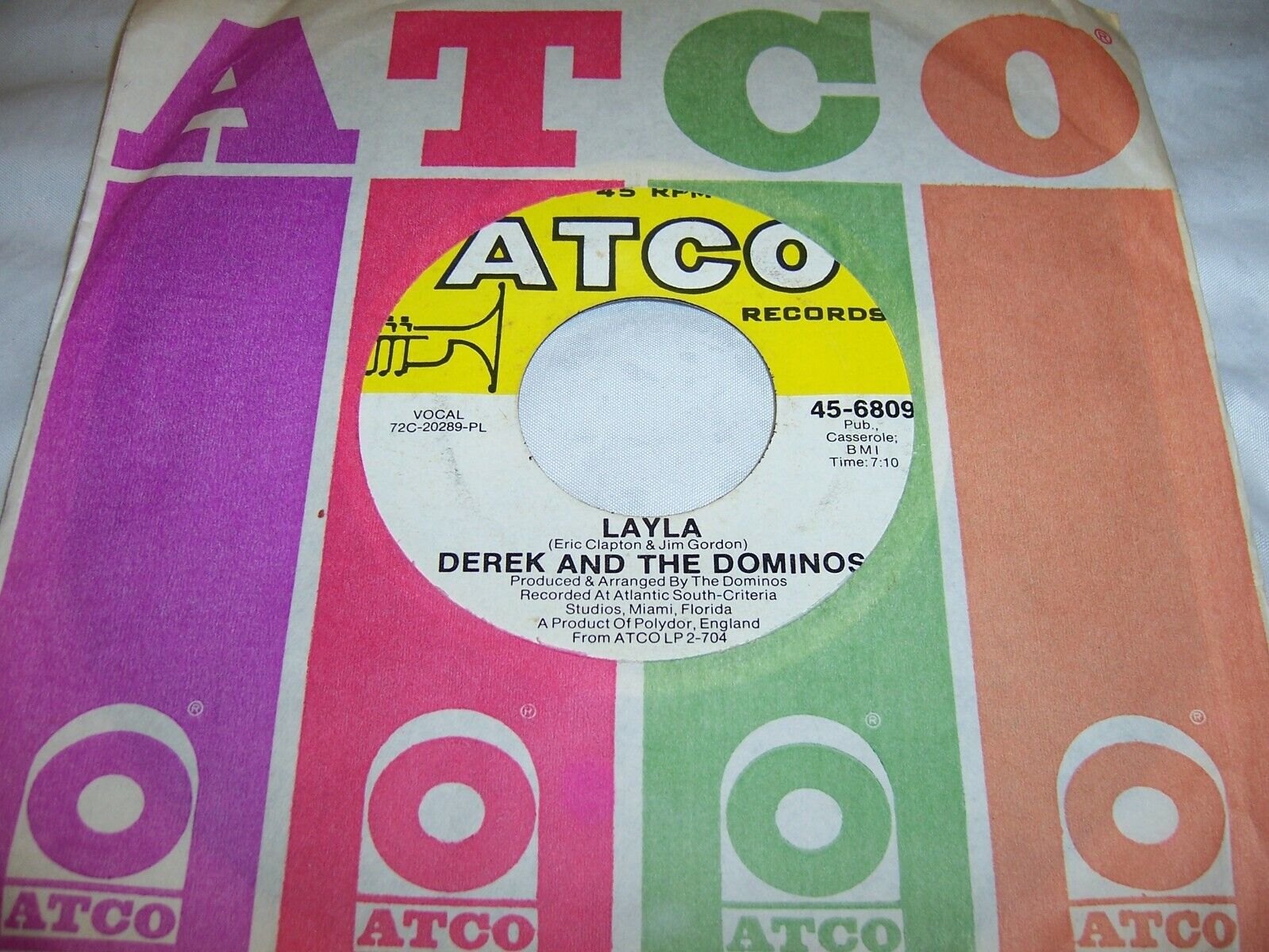 popsike.com - DEREK AND THE DOMINOS - LAYLA / I AM YOURS - 1972 ROCK 45, ATCO 45-6809 (EX ...
