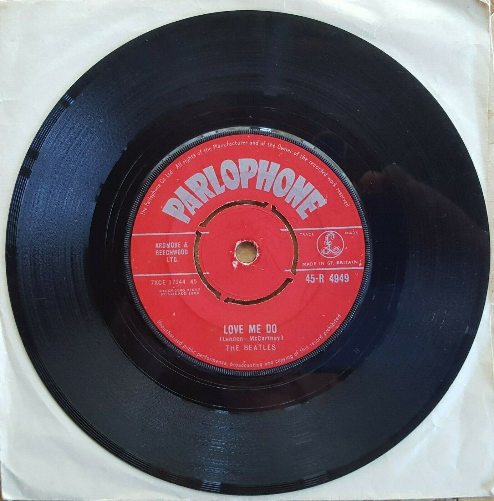 popsike.com - The Beatles Love me do Parlophone 45R4949 Very rare red ...