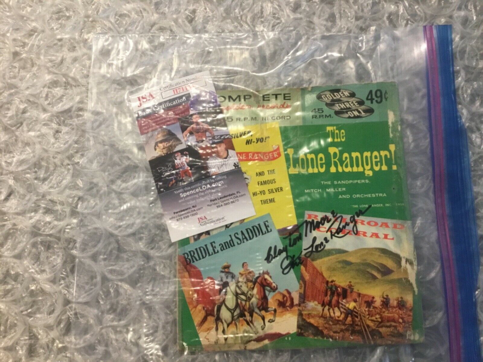 popsike.com - The Lone Ranger JSA Autographed 45 Record Album Clayton ...
