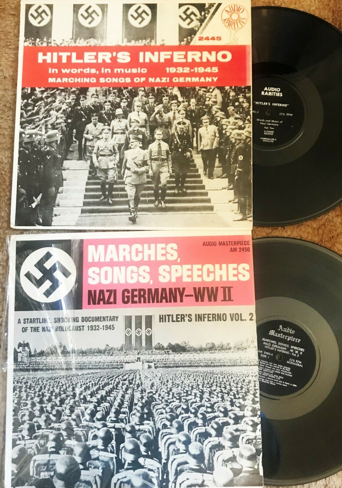 popsike.com - Rare 2 LPs Hitlers Inferno & Vol 2 Marches Songs Speeches ...