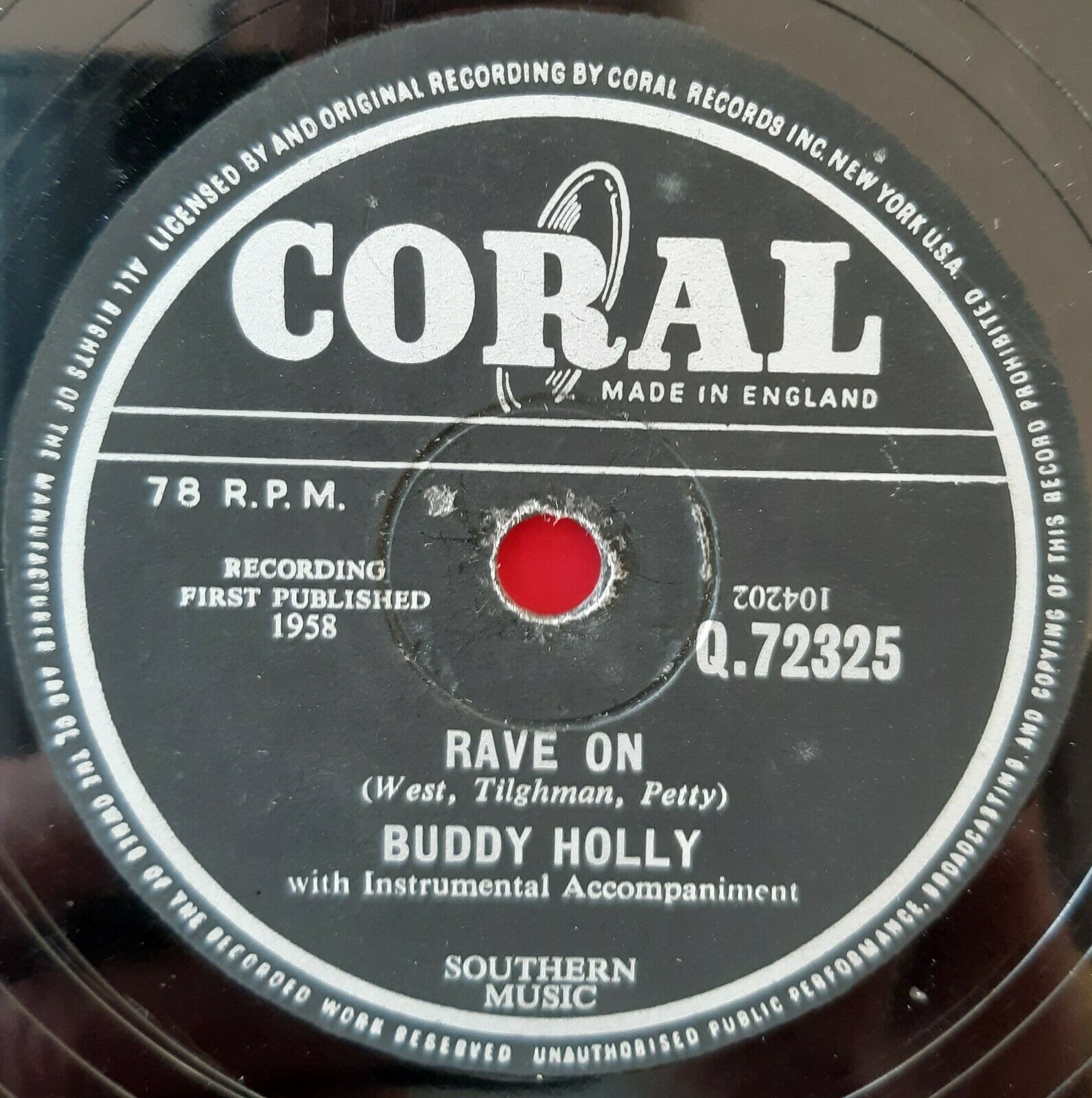 popsike.com - BUDDY HOLLY - RAVE ON - 10" - 78 RPM - VG+ 1958 - LISTEN ...