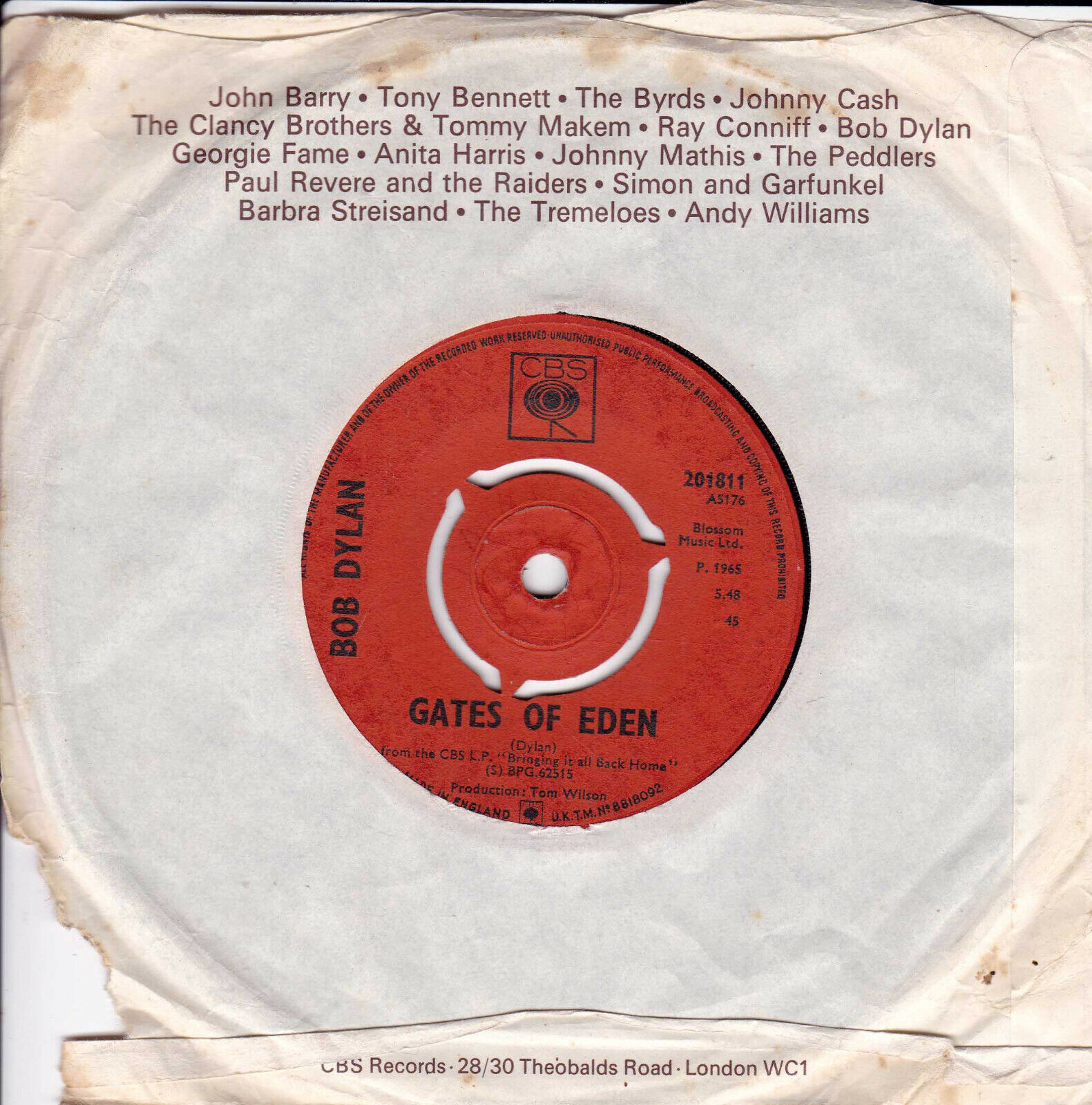 popsike.com - BOB DYLAN Like A Rolling Stone / Gates Of Eden 45 SirH70 ...