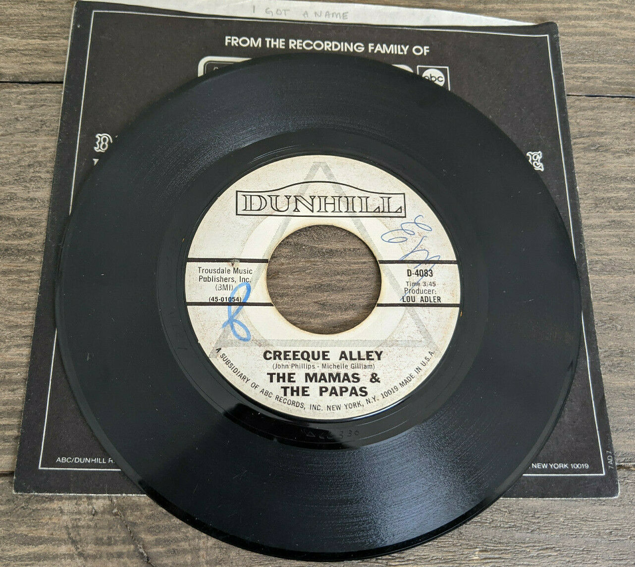 popsike.com - The Mamas & Papas 45 Promo Creeque Alley - Dunhill D-4083 ...