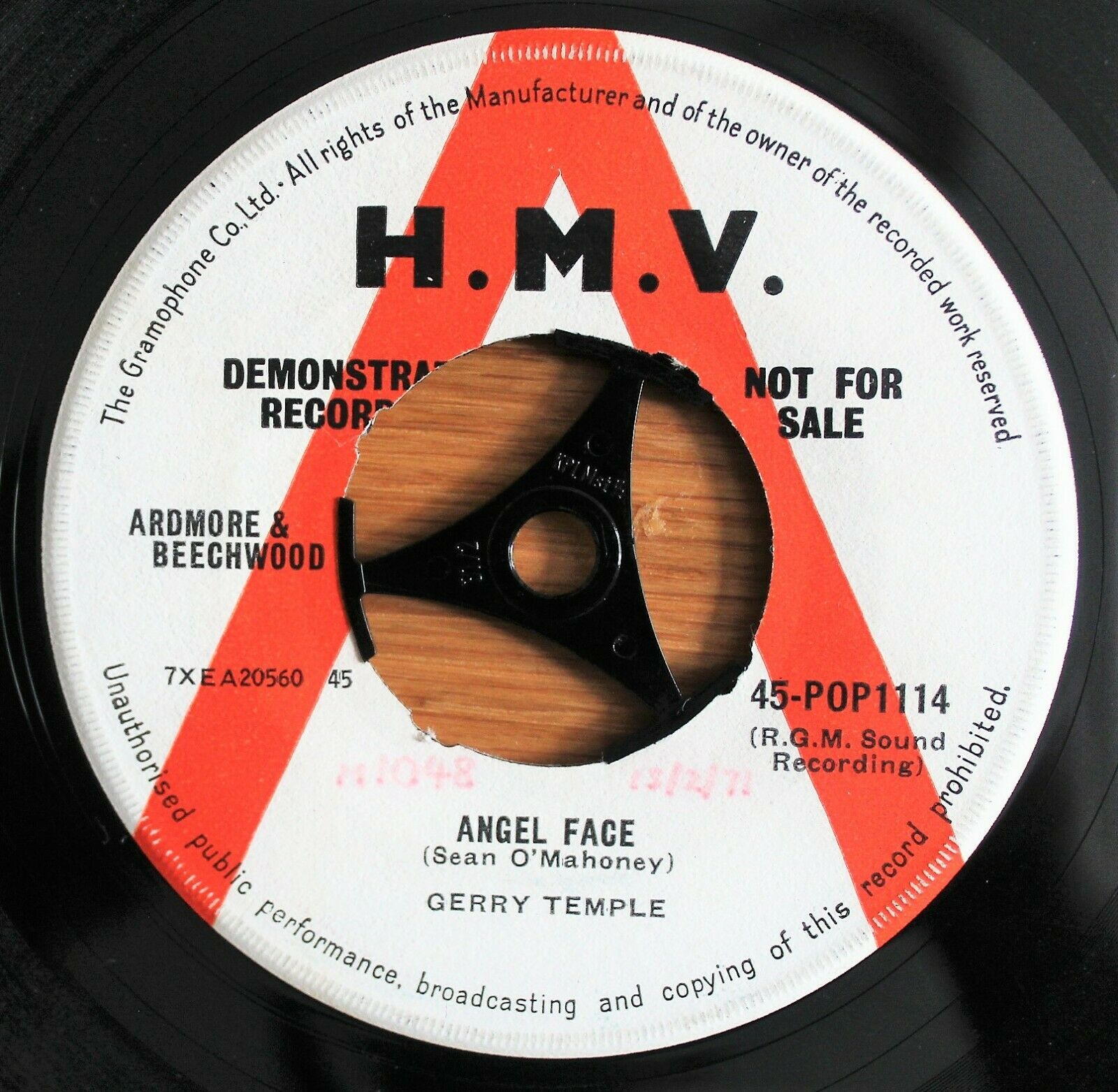 popsike.com - GERRY TEMPLE Angel Face DEMO UK 7" JOE MEEK RGM HMV POP ...