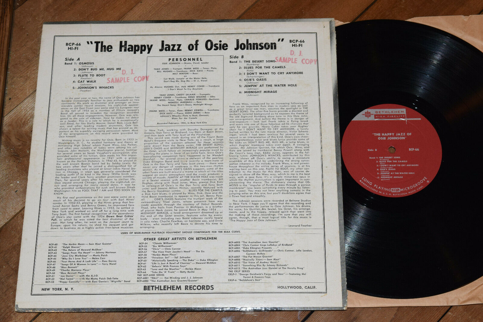 popsike.com - The Happy Jazz of Osie Johnson NM 1st Promo DG Bethlehem ...