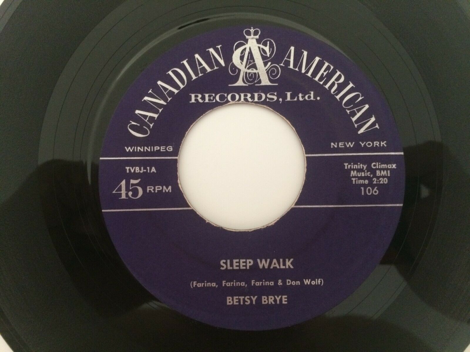 popsike.com - Teener 45 BETSY BRYE Sleep Walk (vocal version ) CANADIAN ...