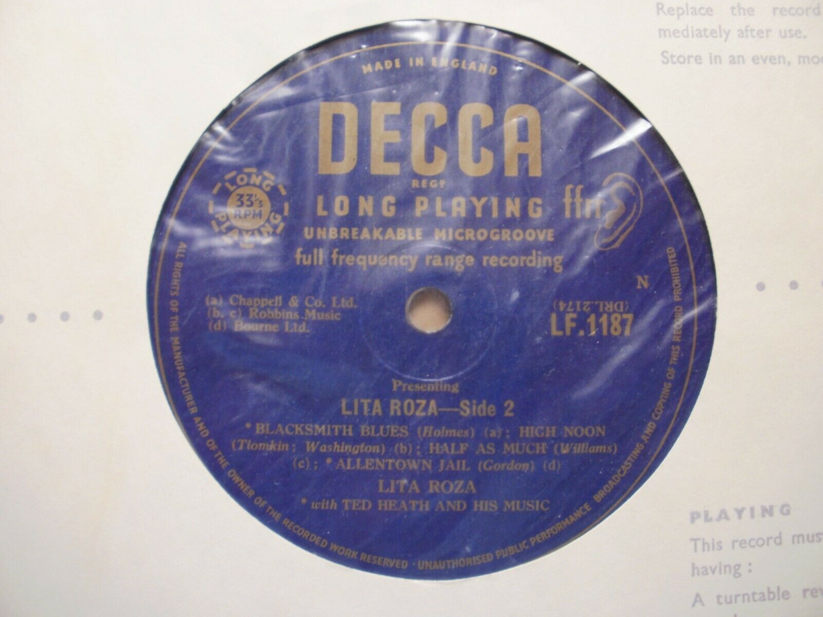 popsike.com - 10" LP ; Lita Roza "Presenting" 1954 Decca LF 1187 VG+/EX ...