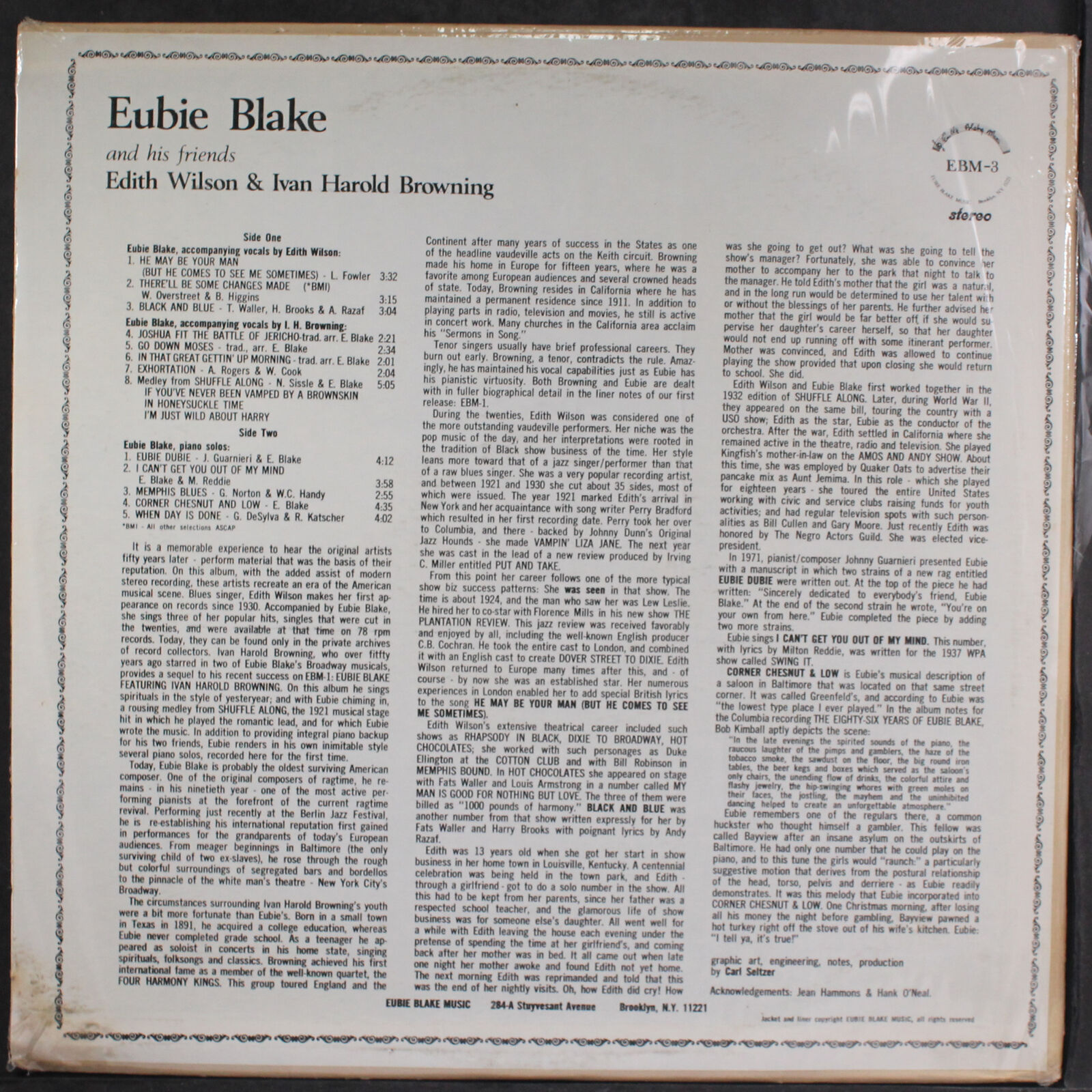 popsike.com - EUBIE BLAKE: and his friends EUBIE BLAKE MUSIC 12" LP 33 ...
