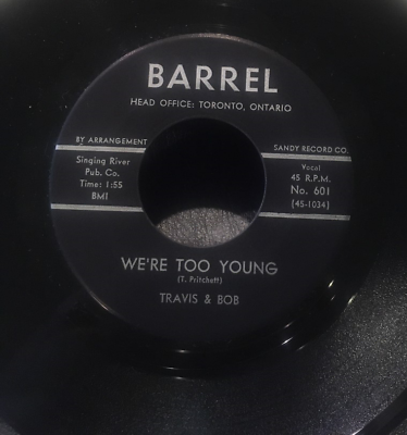 popsike.com - RARE CANADIAN Rockabilly 45 TRAVIS & BOB - TELL HIM NO ...