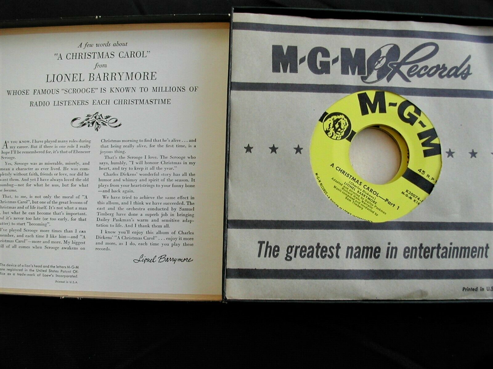 popsike.com - Lionel Barrymore - A Christmas Carol - MGM K-16A FOUR 45 ...