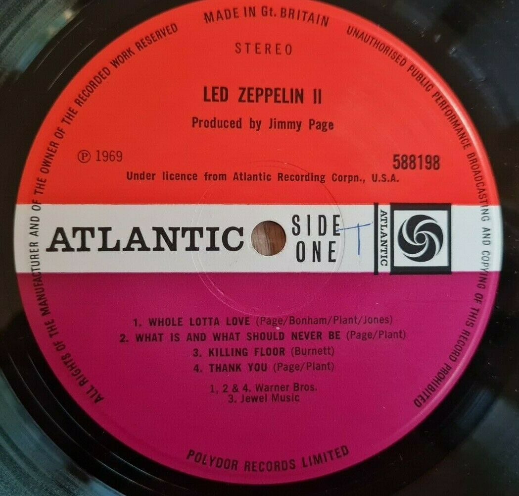 popsike.com - Led Zeppelin LP 2 Same UK Atlantic Plum Press A5 B4 ...