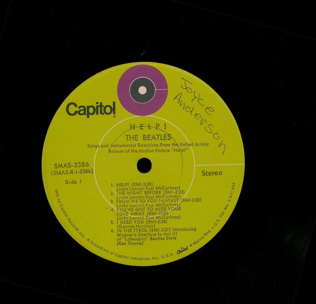 popsike.com - THE BEATLES - HELP 1969-71 Green Label SMAS-2386 Capitol ...