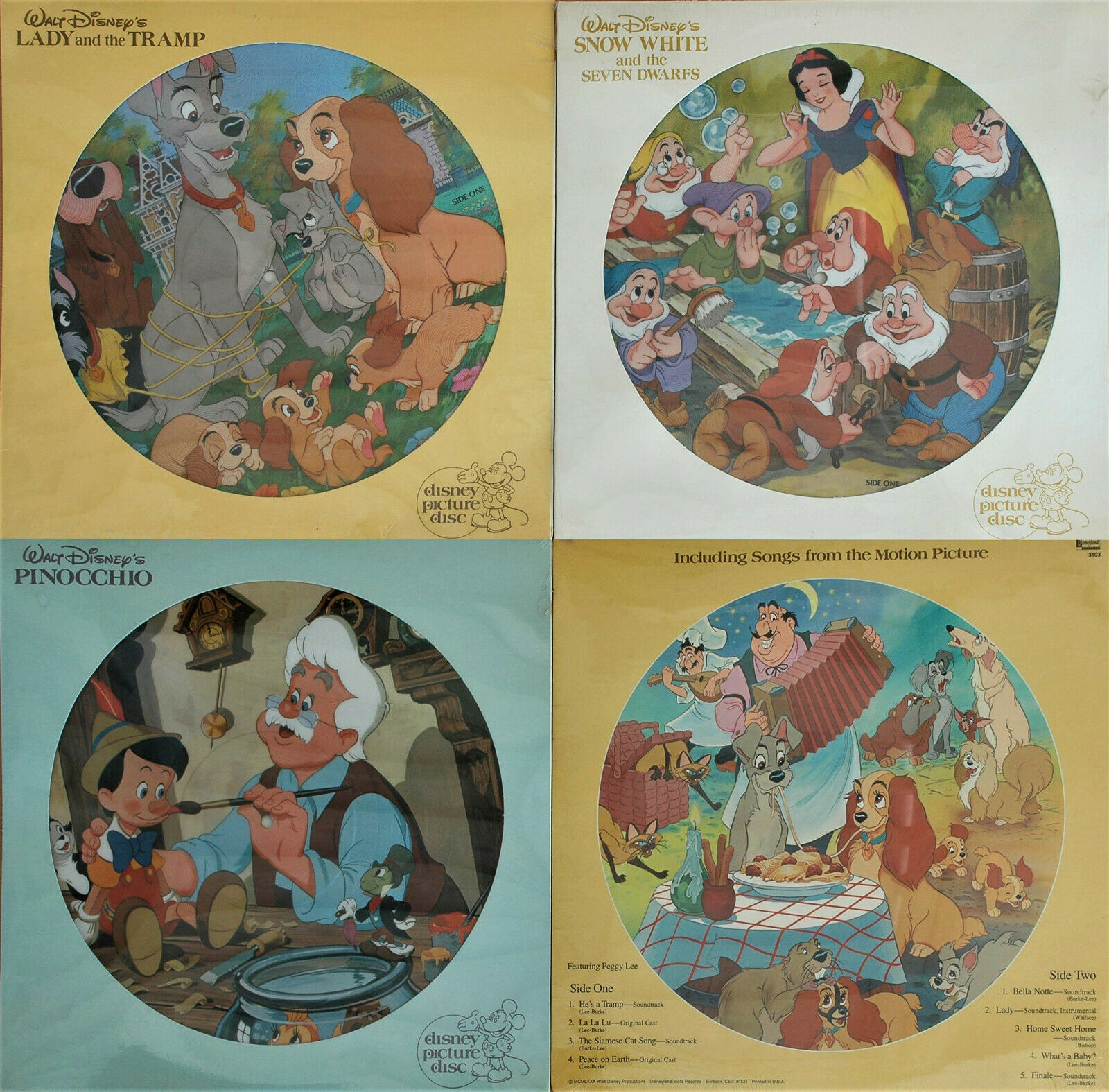popsike.com - WALT DISNEY'S PINOCCHIO + LADY AND THE TRAMP + SNOW WHITE ...