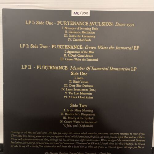 popsike.com - Purtenance – MCMXCI-MCMXCII LP Box Set 2017 The Crypt ...