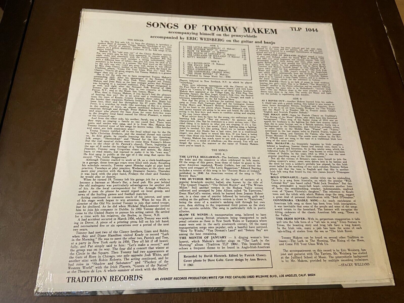 popsike.com - Songs of Tommy Makem SEALED Clancy Brothers member ...