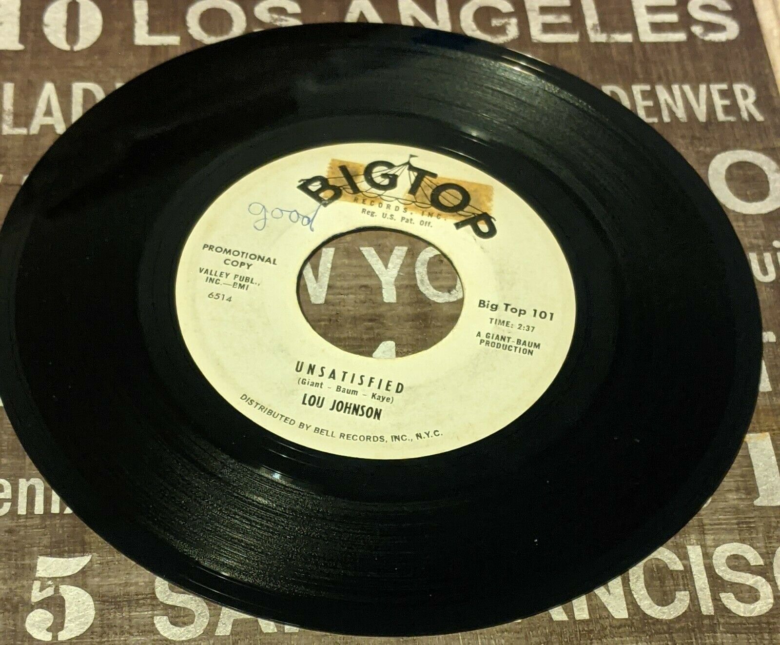 popsike.com - Lou Johnson - Unsatisfied (US - Big Top Demo) *Northern ...