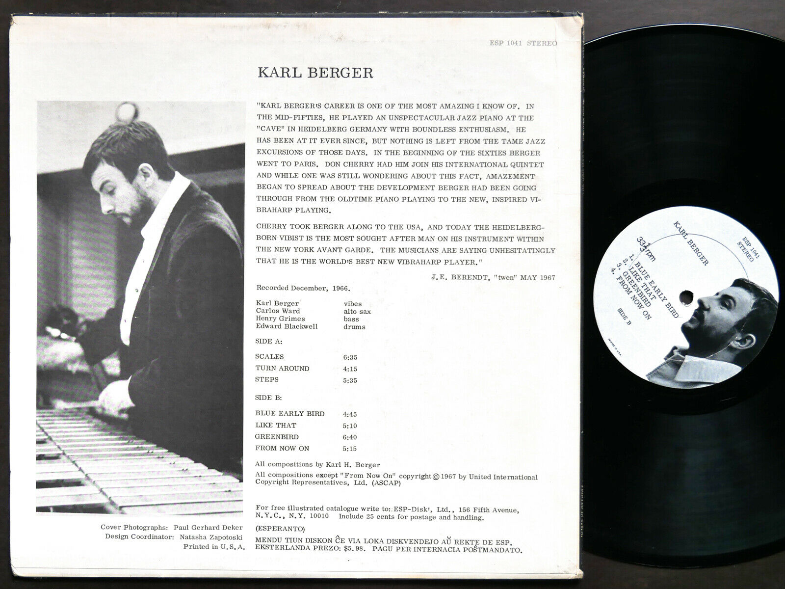 popsike.com - KARL BERGER From Now On LP ESP DISK 1041 US 1967 Henry ...