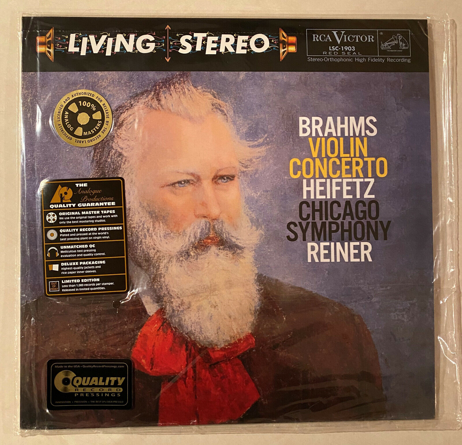 popsike.com - BRAHMS Violin Concerto JASCHA HEIFETZ Fritz Reiner CSO 180 gram vinyl SEALED LP ...