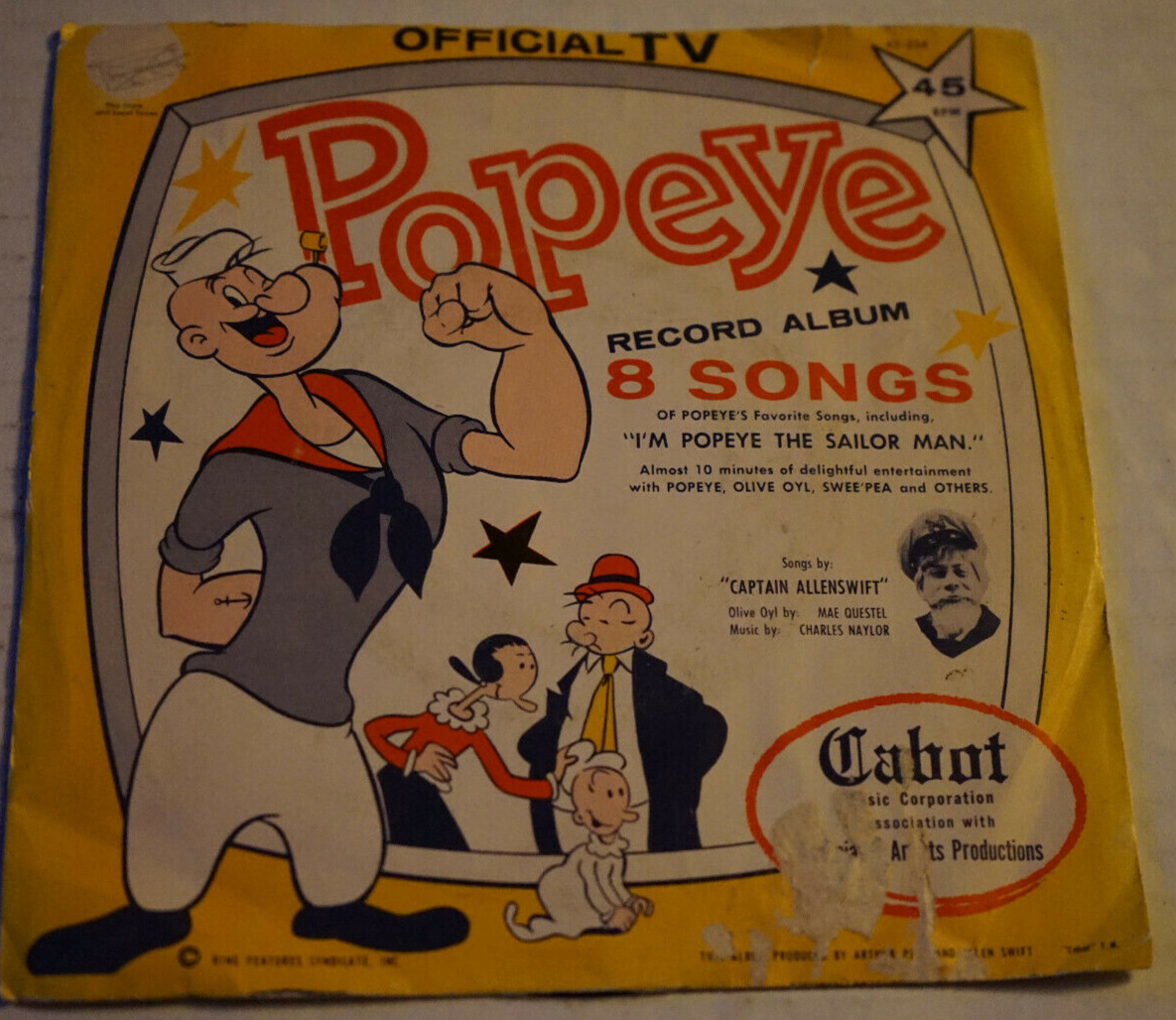 popsike.com - Popeye The Sailor Man Official Popeye TV 7" Mono Record ...