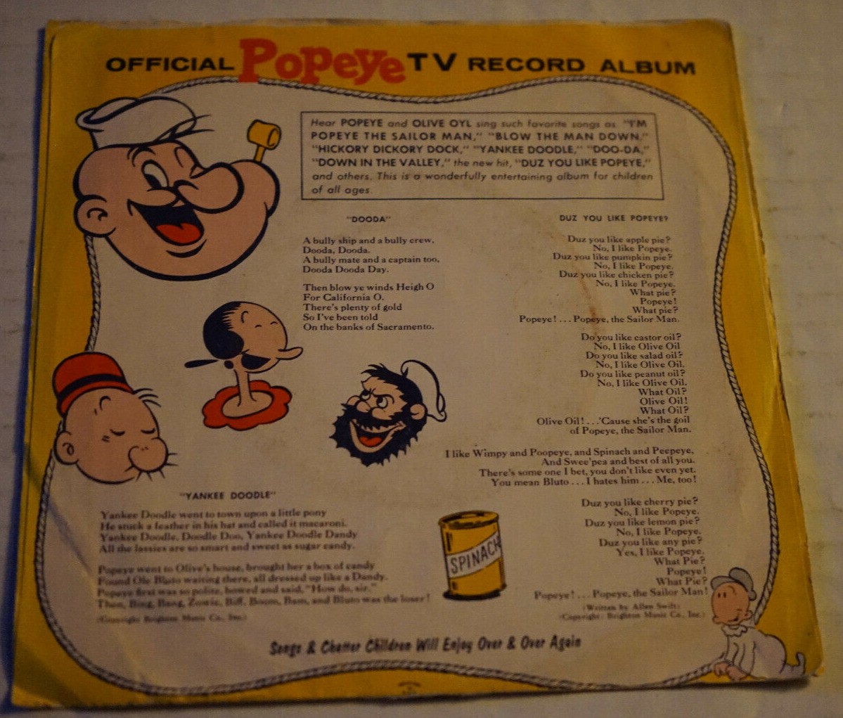 popsike.com - Popeye The Sailor Man Official Popeye TV 7" Mono Record ...
