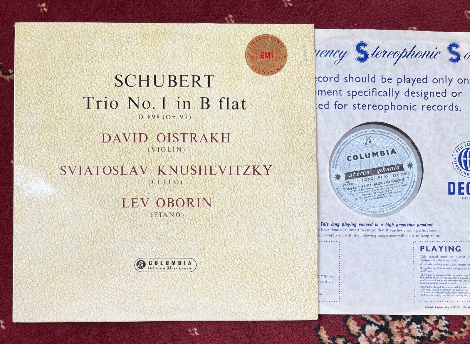 popsike.com - SAX 2281 b/s *SCHUBERT - TRIO No. 1 *Columbia 1st UK *OISTRAKH - auction details