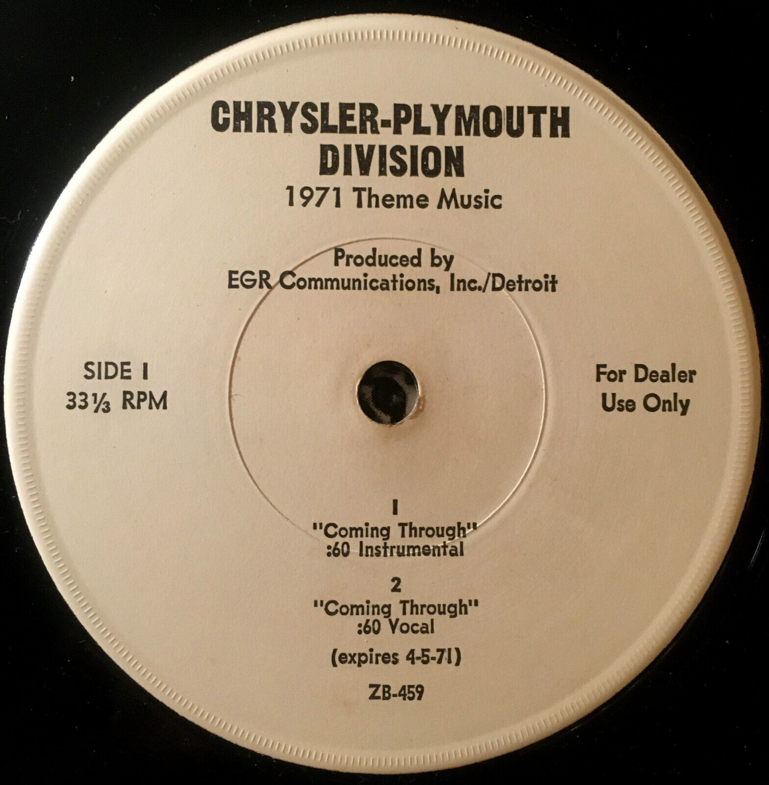 popsike.com - Chrysler-Plymouth Divsion "Coming Through" 1971 Theme 7 ...