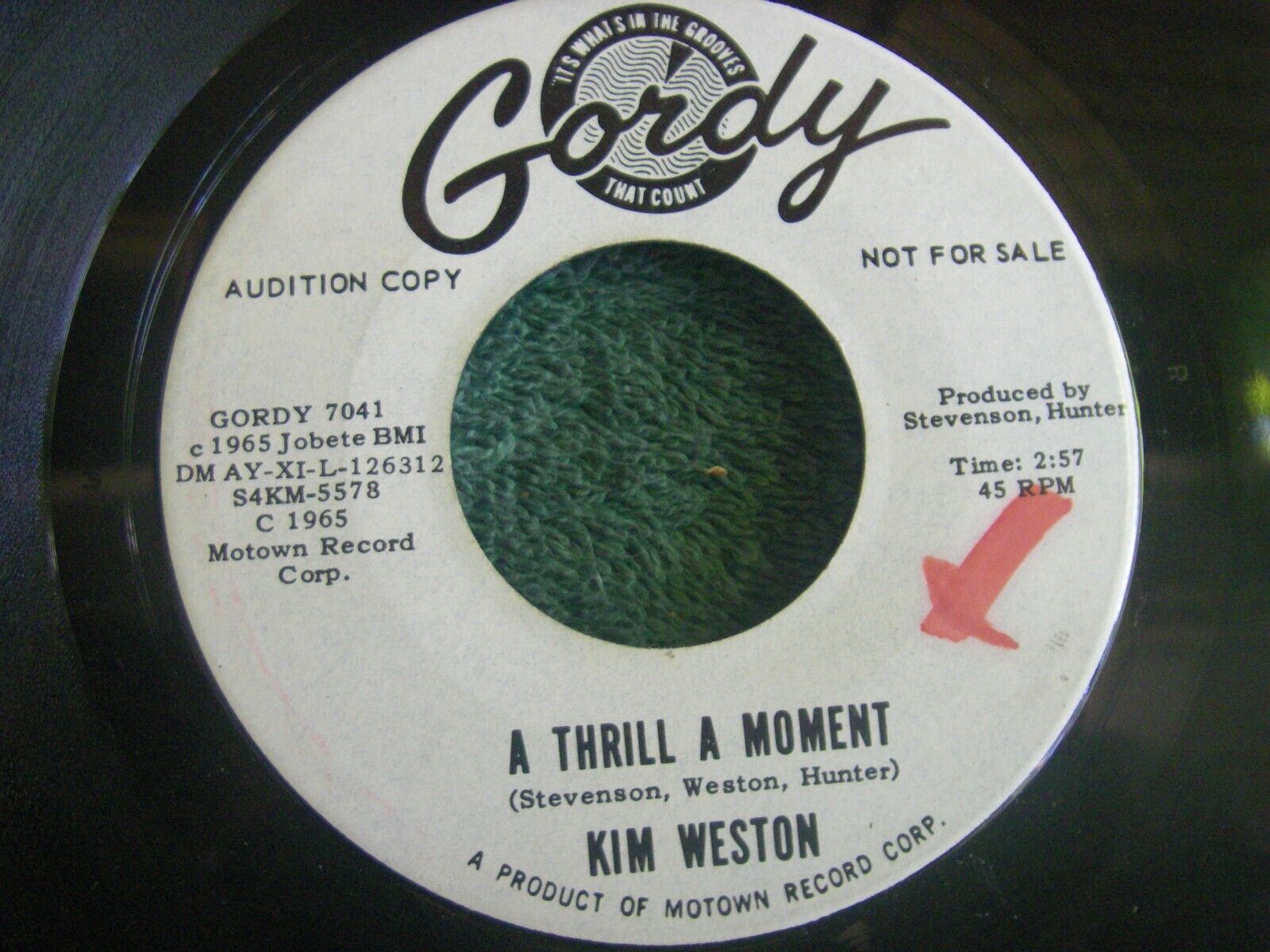 popsike.com - 45 RPM Kim Weston Gordy 7041 Thrill A Moment Audition ...