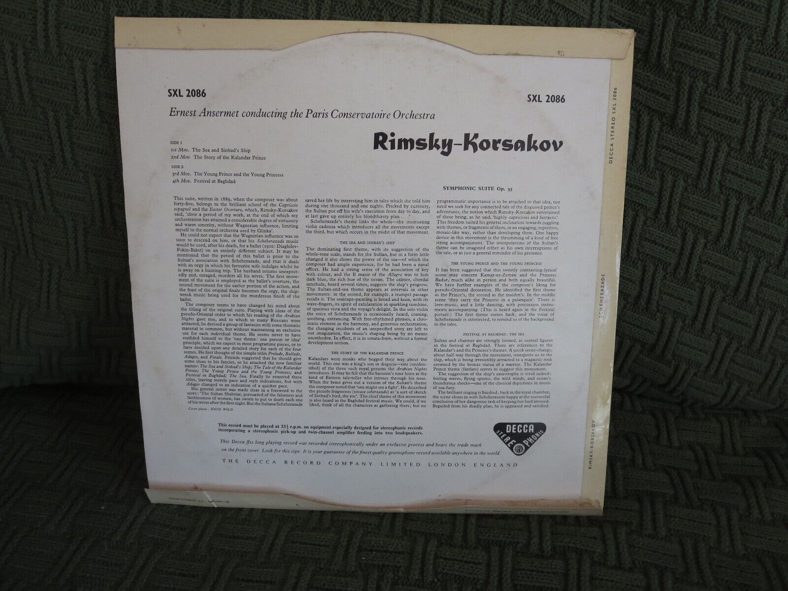 popsike.com - RIMSKY-KORSAKOV, Scheherazade Ansermet Paris [Decca Wideband SXL 2086] UK LP ...